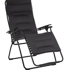 Lafuma Futura XL Air Comfort Zero Gravity Recliner (Acier Black) Extra Large Padded Folding Outdoor Reclining Chair