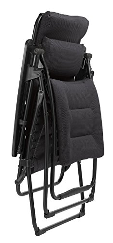 Lafuma Futura XL Air Comfort Zero Gravity Recliner (Acier Black) Extra Large Padded Folding Outdoor Reclining Chair