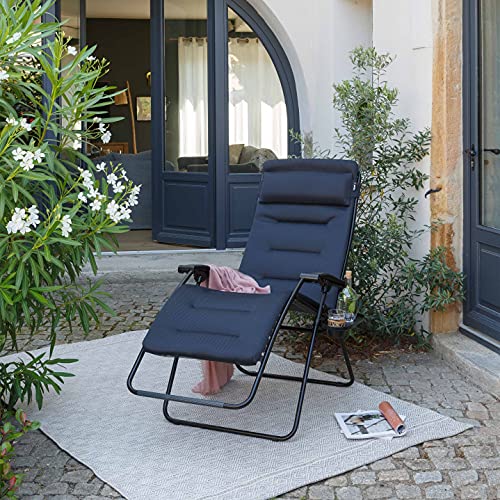 Lafuma Futura XL Air Comfort Zero Gravity Recliner (Acier Black) Extra Large Padded Folding Outdoor Reclining Chair