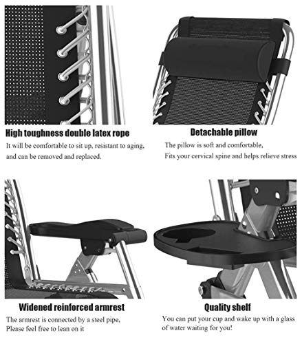 HEY FOLY Zero Gravity Chairs, Lawn Chairs Recliner Folding Portable Chaise Lounge for Indoor and Outdoor, with Detachable Cushion, Headrest, Cup Holder, Support 440 Lbs…