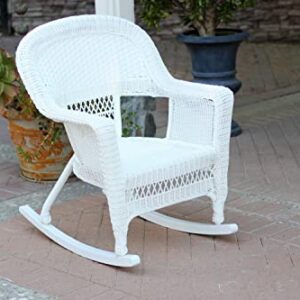 Jeco , Set of 2 Wicker Rocker Chairs, White