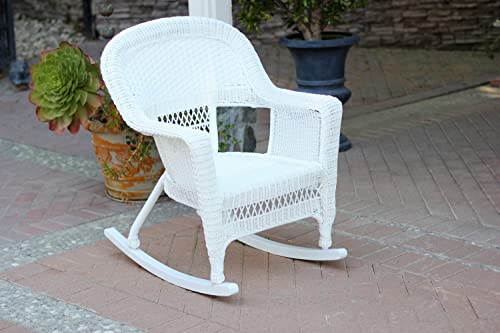 Jeco , Set of 2 Wicker Rocker Chairs, White