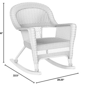 Jeco , Set of 2 Wicker Rocker Chairs, White