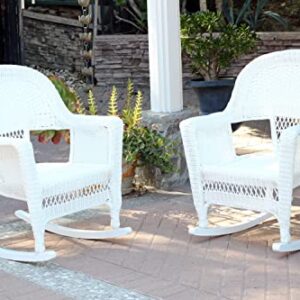 Jeco , Set of 2 Wicker Rocker Chairs, White