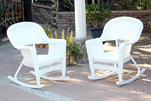 Jeco , Set of 2 Wicker Rocker Chairs, White