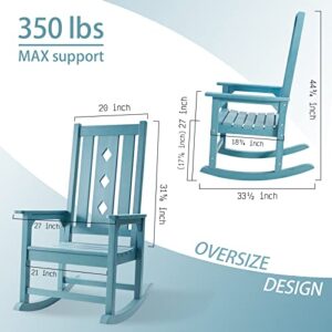 EFURDEN Rocking Chairs Set of 2, Over-Sized and Weather Resistant Outdoor Rocking Chair for Adults, Smooth Rocker for Indoor and Outdoor, 350lbs Load (Blue)