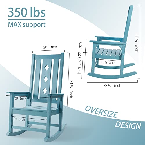 EFURDEN Rocking Chairs Set of 2, Over-Sized and Weather Resistant Outdoor Rocking Chair for Adults, Smooth Rocker for Indoor and Outdoor, 350lbs Load (Blue)