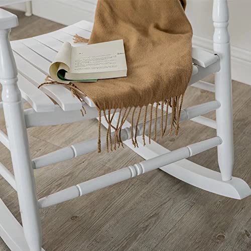 BplusZ B&Z KD-22W Wooden Rocking Chair Porch Rocker Outdoor Traditional Indoor, White