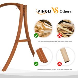 VINGLI Heavy Duty Wooden Swing Frame for Adults Kids, Strong A-Frame Porch Swing Bench Stand for Indoor & Outdoor, Curved Arc Top Design, Supports Up to 660 LBS