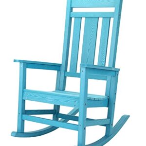 hOmeHua Patio Rocking Chair, All Weather Resistant Outdoor Indoor Fade-Resistant Patio Rocker Chair，Stable Durable Smooth Rocking, Comfortable Easy to Maintain, Load Bearing 350 lbs - Lake Blue