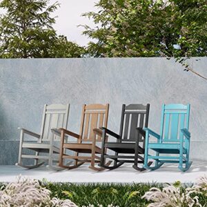 hOmeHua Patio Rocking Chair, All Weather Resistant Outdoor Indoor Fade-Resistant Patio Rocker Chair，Stable Durable Smooth Rocking, Comfortable Easy to Maintain, Load Bearing 350 lbs - Lake Blue