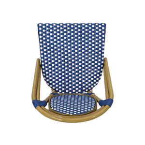 Christopher Knight Home Gwendolyn Outdoor French Bistro Chairs (Set of 2), Blue + White + Bamboo Print Finish