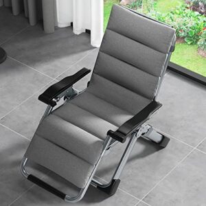 Barbella Zero Gravity Chair Reclining Lounge Chair Patio Chairs, Adjustable Lawn Recliner Folding Lounge Recliners with Removable Cushion, Headrest & Cup Holder, Reclining Chair for Indoor and Outdoor