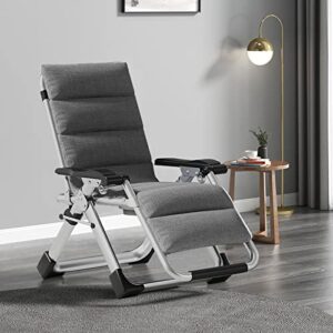 Barbella Zero Gravity Chair Reclining Lounge Chair Patio Chairs, Adjustable Lawn Recliner Folding Lounge Recliners with Removable Cushion, Headrest & Cup Holder, Reclining Chair for Indoor and Outdoor