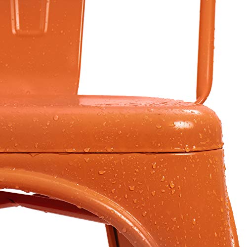 Furmax Metal Chairs Indoor/Outdoor Use Stackable Chic Dining Bistro Cafe Side Chairs Set of 4 (Orange)