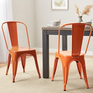 Furmax Metal Chairs Indoor/Outdoor Use Stackable Chic Dining Bistro Cafe Side Chairs Set of 4 (Orange)