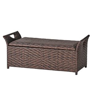 christopher knight home wing outdoor storage bench, multibrown