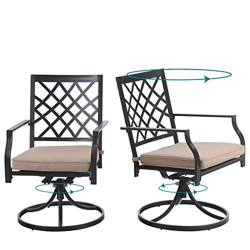 PHI VILLA Swivel Patio Chairs Set of 2 Outdoor Dining Rocker Chair Support 300 lbs for Garden Backyard Bistro Furniture Set with Cushion, Black