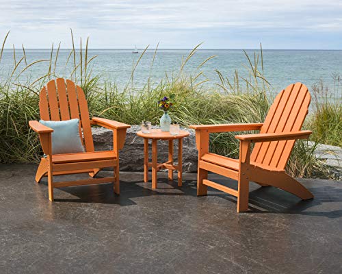 POLYWOOD Vineyard 3-Piece Adirondack Chair Set with Side Table, Mahogany