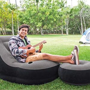 Intex Inflatable Ultra Lounge Chair With Cup Holder & Ottoman Set, Vinyl, Gray (5 Pack)