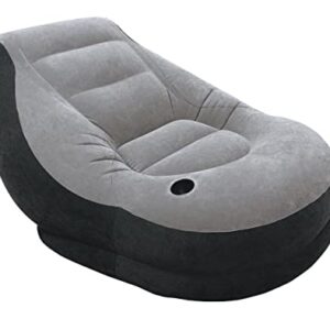 Intex Inflatable Ultra Lounge Chair With Cup Holder & Ottoman Set, Vinyl, Gray (5 Pack)