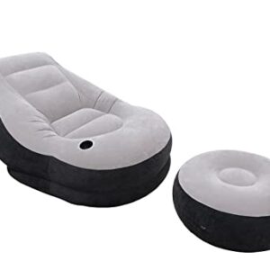 Intex Inflatable Ultra Lounge Chair With Cup Holder & Ottoman Set, Vinyl, Gray (5 Pack)