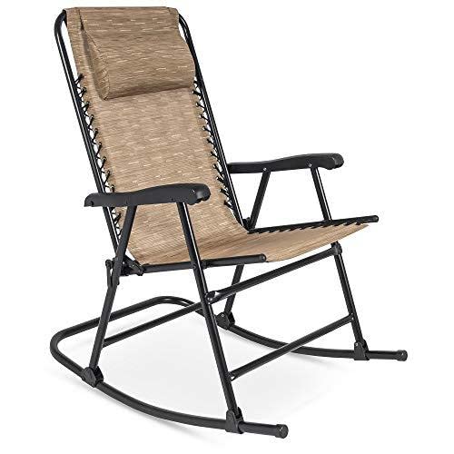 Best Choice Products Foldable Zero Gravity Rocking Mesh Patio Lounge Chair w/Headrest Pillow - Gray