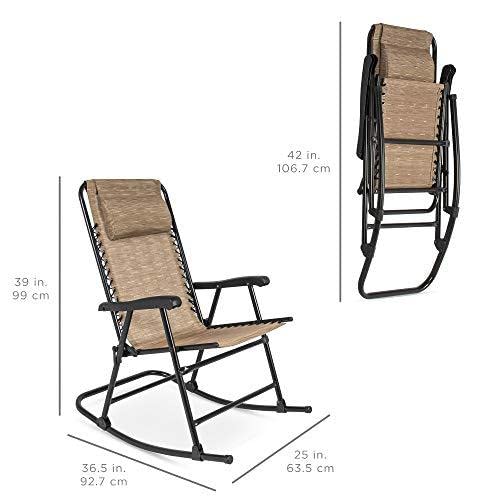 Best Choice Products Foldable Zero Gravity Rocking Mesh Patio Lounge Chair w/Headrest Pillow - Gray