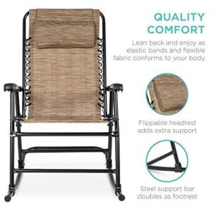 Best Choice Products Foldable Zero Gravity Rocking Mesh Patio Lounge Chair w/Headrest Pillow - Gray