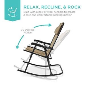 Best Choice Products Foldable Zero Gravity Rocking Mesh Patio Lounge Chair w/Headrest Pillow - Gray