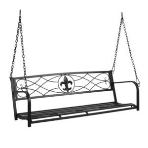 vingli upgraded metal patio porch swing, 660 lbs weight capacity steel porch swing chair for outdoors, heavy duty swing chair, bench swing for gardens & yards (black)