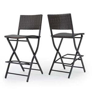 christopher knight home margarita outdoor wicker barstools, 2-pcs set, multibrown