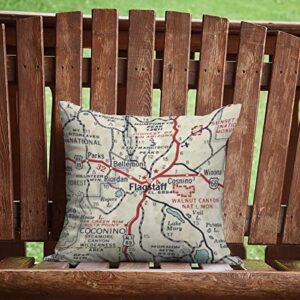 Flagstaff Arizona Map Outdoor Pillowcase Sweet Home Accent Waterproof Pillowcase Abstract Decorative Cushion Cases Home Decor for Patio Funiture Garden 18x18in