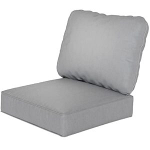 linstock outdoor deep seat cushions for patio sectional sofa, breathable water-resistant soft cushion with back cushion for patio furniture, cushions size 24 x 24 x 5 inch (light grey)