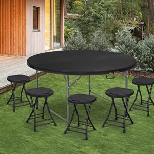 MoNiBloom 5Ft Folding Plastic Table, Heavy Duty Round Indoor Outdoor Tables for Kitchen Party Wedding Festival Event Poolside, Black