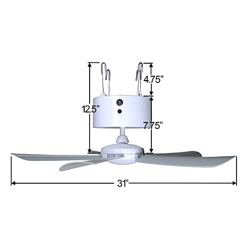 Canopy Breeze Canopy Fan Portable, Rechargeable Ceiling Fan for Canopies, Gazebos, Pergolas + more! 6-Hour Run Time, 31” Diameter Blades, Easy Install w/out Tools, Remote Control, Travel Case included