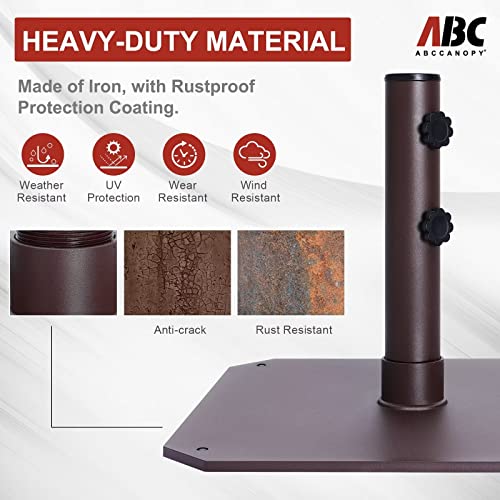 ABCCANOPY Patio Umbrella Base Heavy Duty Umbrella Holder Outdoor Umbrella Stand Iron Plate Stand, 37 lbs Octagon, Brown