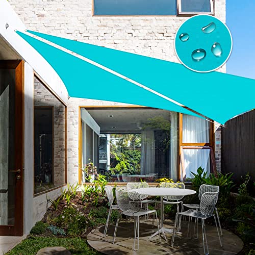 Windscreen4less Terylene Waterproof Sun Shade Sail UV Blocker Triangle Sunshade Patio Canopy Sail 12' x 12' x 12' in Color Turquoise 260GSM