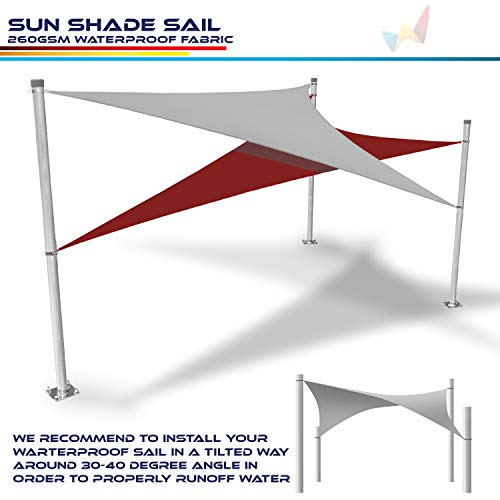 Windscreen4less Terylene Waterproof Sun Shade Sail UV Blocker Triangle Sunshade Patio Canopy Sail 12' x 12' x 12' in Color Turquoise 260GSM