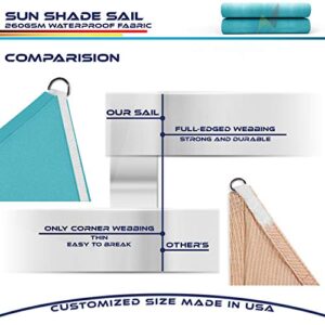 Windscreen4less Terylene Waterproof Sun Shade Sail UV Blocker Triangle Sunshade Patio Canopy Sail 12' x 12' x 12' in Color Turquoise 260GSM