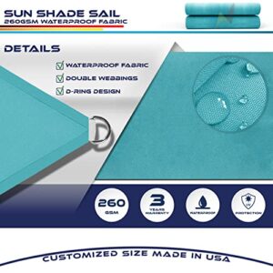 Windscreen4less Terylene Waterproof Sun Shade Sail UV Blocker Triangle Sunshade Patio Canopy Sail 12' x 12' x 12' in Color Turquoise 260GSM