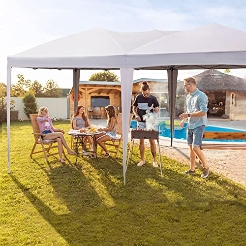 Quictent 10x20 Ft Ez Pop Up Canopy Wedding Party Tent with Sidewalls,Folding Instant Canopy Tents for Outdoor Parties,6 Sand Bags Included（White）