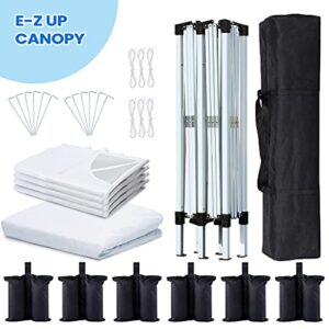 Quictent 10x20 Ft Ez Pop Up Canopy Wedding Party Tent with Sidewalls,Folding Instant Canopy Tents for Outdoor Parties,6 Sand Bags Included（White）