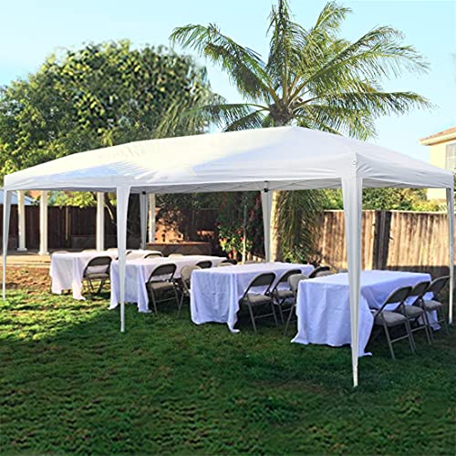 Quictent 10x20 Ft Ez Pop Up Canopy Wedding Party Tent with Sidewalls,Folding Instant Canopy Tents for Outdoor Parties,6 Sand Bags Included（White）