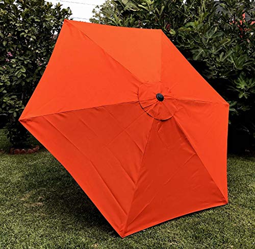 BELLRINO DECOR 7.5 ft 6 Ribs Replacement STRONG & THICK Umbrella Canopy for (Canopy Only) - ORANGE