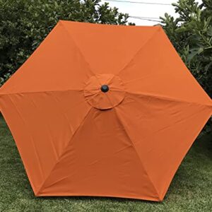 BELLRINO DECOR 7.5 ft 6 Ribs Replacement STRONG & THICK Umbrella Canopy for (Canopy Only) - ORANGE