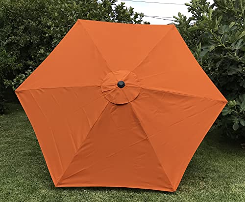 BELLRINO DECOR 7.5 ft 6 Ribs Replacement STRONG & THICK Umbrella Canopy for (Canopy Only) - ORANGE