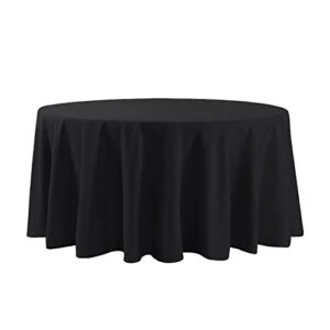 AlGaiety 2 Pack Waterproof Round Tablecloth, 120'' Inch Polyester Tablecloths, Wrinkle Resistant Polyester Table Cover for Dining Table, Outdoor, Party and Banquets (Black)