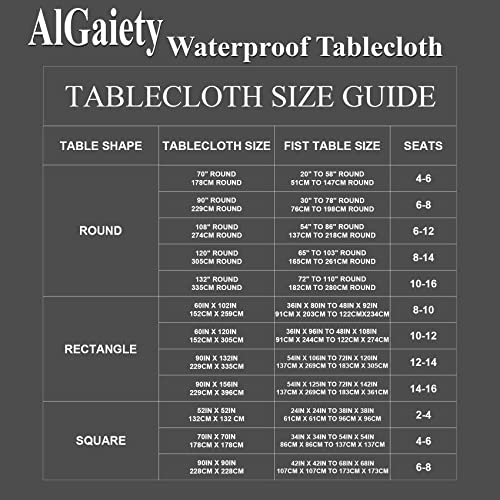 AlGaiety 2 Pack Waterproof Round Tablecloth, 120'' Inch Polyester Tablecloths, Wrinkle Resistant Polyester Table Cover for Dining Table, Outdoor, Party and Banquets (Black)