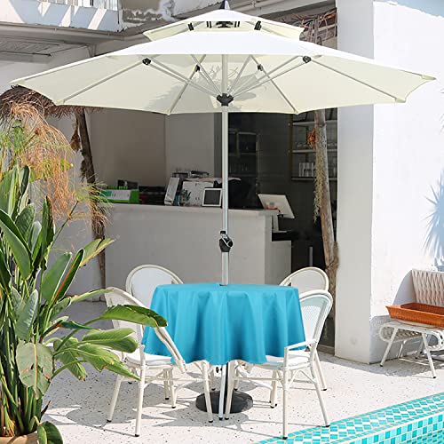 youngseahome Outdoor Tablecloth Wrinkle-Free Stain Resistant Waterproof Polyester Fabric Table Cover with Zipper Umbrella Hole for Picnic/Party/Dinner/Patio Garden(70inch Round,Zippered,Aqua)